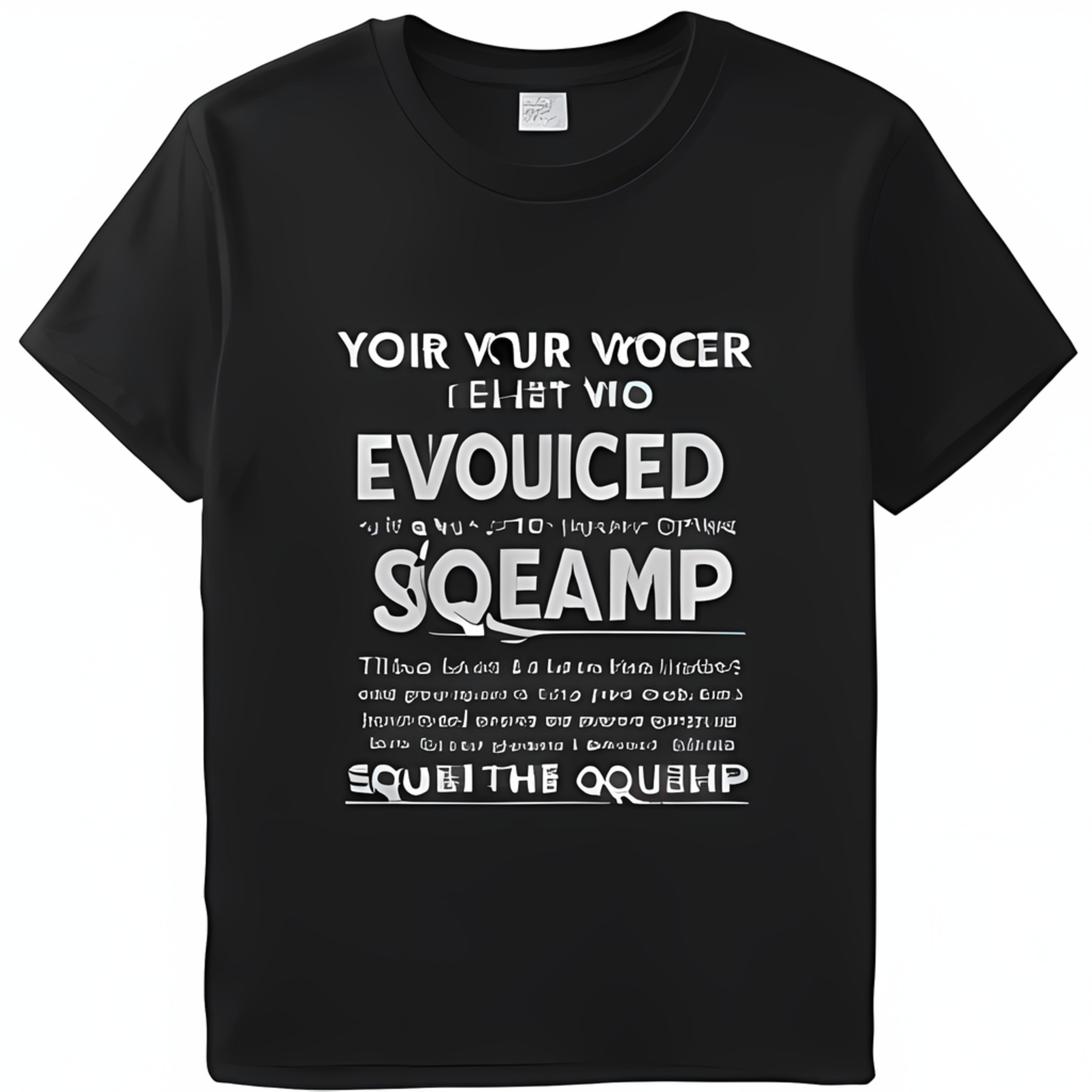 Black T-Shirt: 'IO YOUR V' / 'shrunk to a ' / / 'Pcircus' Design with ...