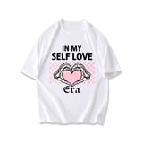 Black T Shirt In My Self Love Era Pink Heart And Checkered Pattern ...