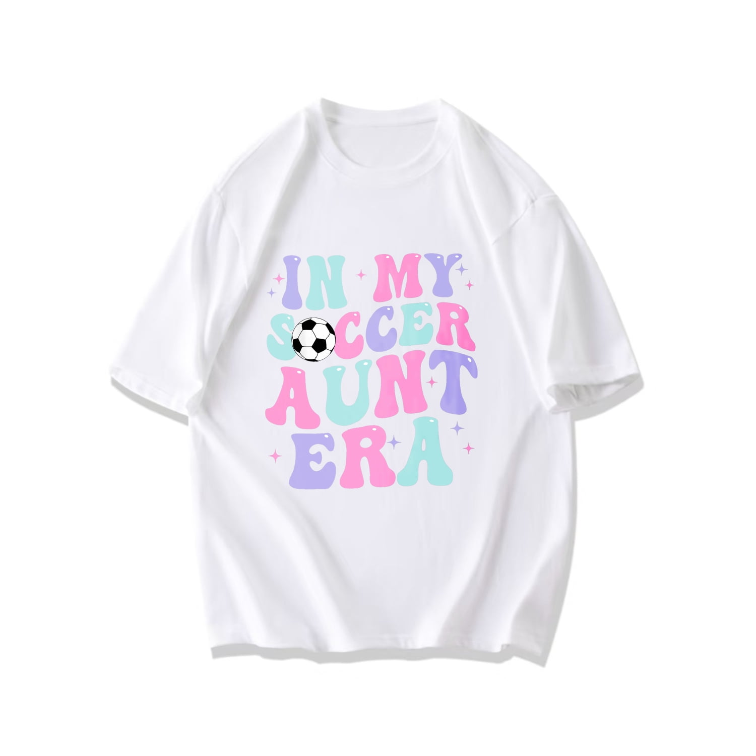Black T Shirt In My Soccer Aunt Era Colorful Text And Soccer Ball Print ...