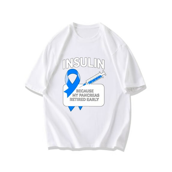Black T Shirt Insulin Blue Ribbon Syringe Because My Pancreas Retired ...