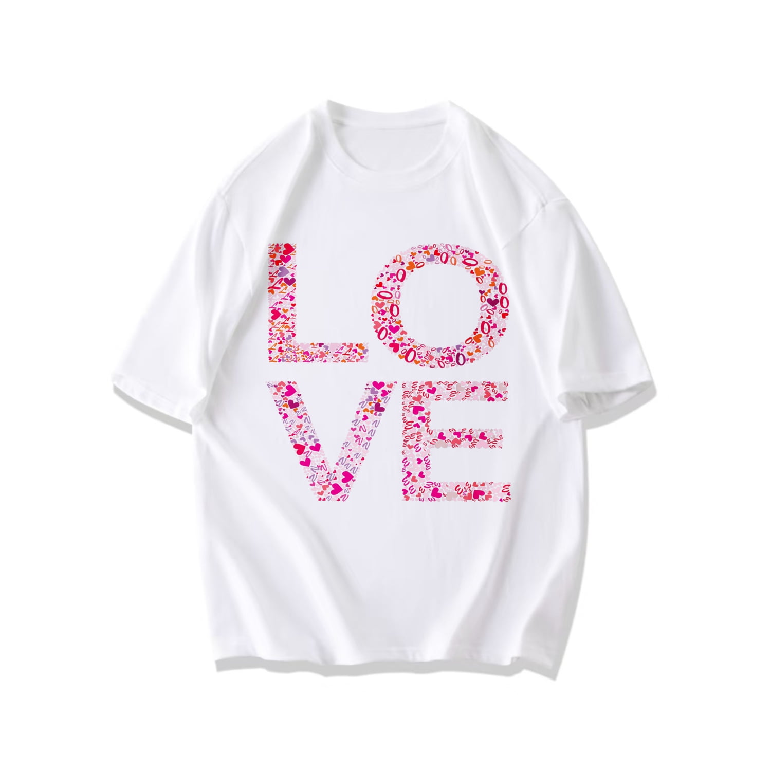 Black T-Shirt Love Floral Pattern Print Casual Wear For Women And Men ...