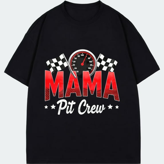 Black T Shirt Mama Pit Crew Racing Design With Speedometer And ...