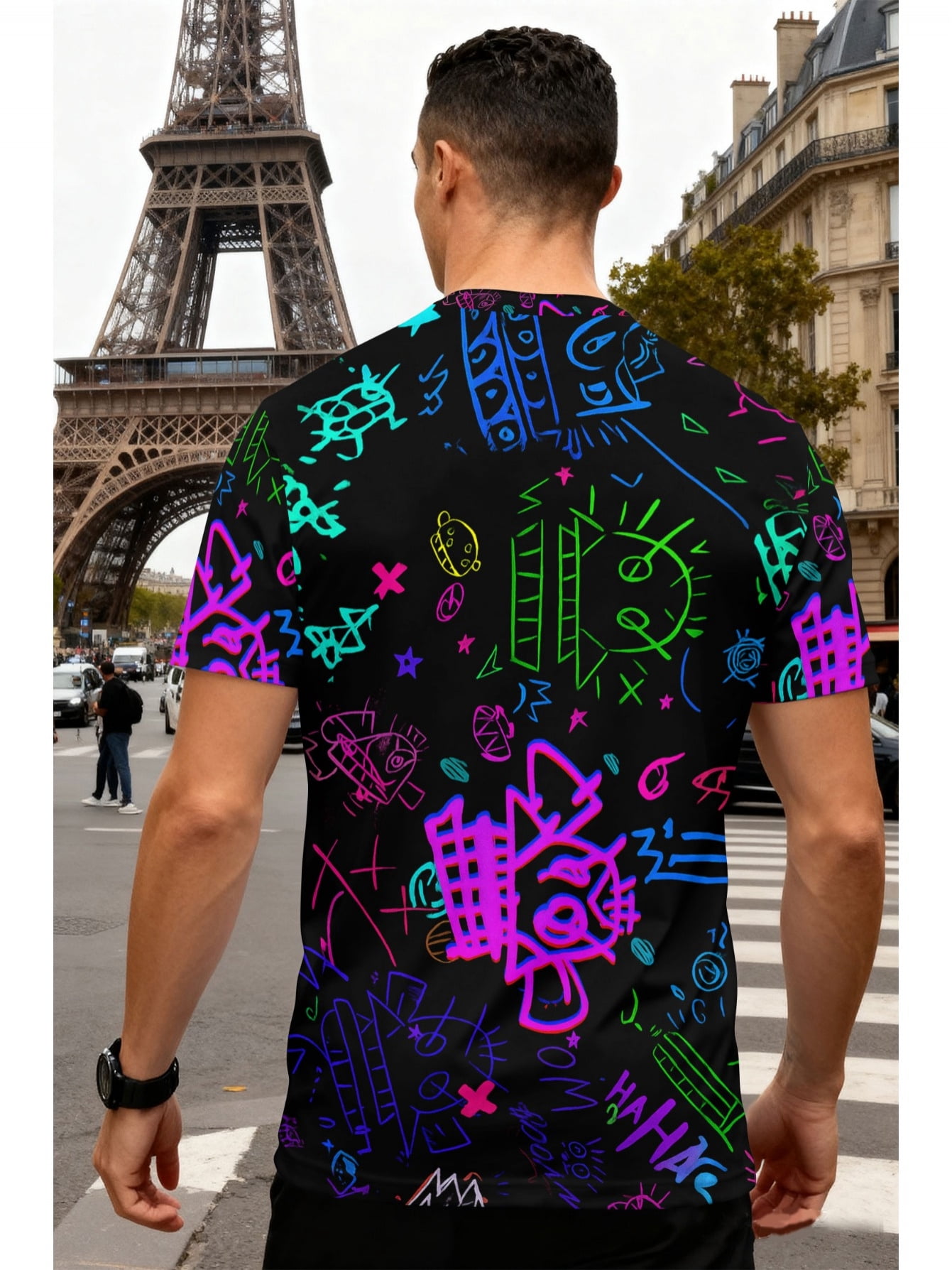 A Black T-Shirt for Men That Glows in The Dark, Featuring a Vibrant ...