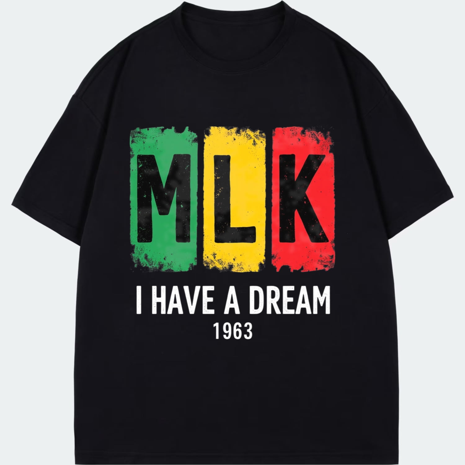 Black T Shirt Mlk I Have A Dream 1963 Rasta Colors Design For Casual ...