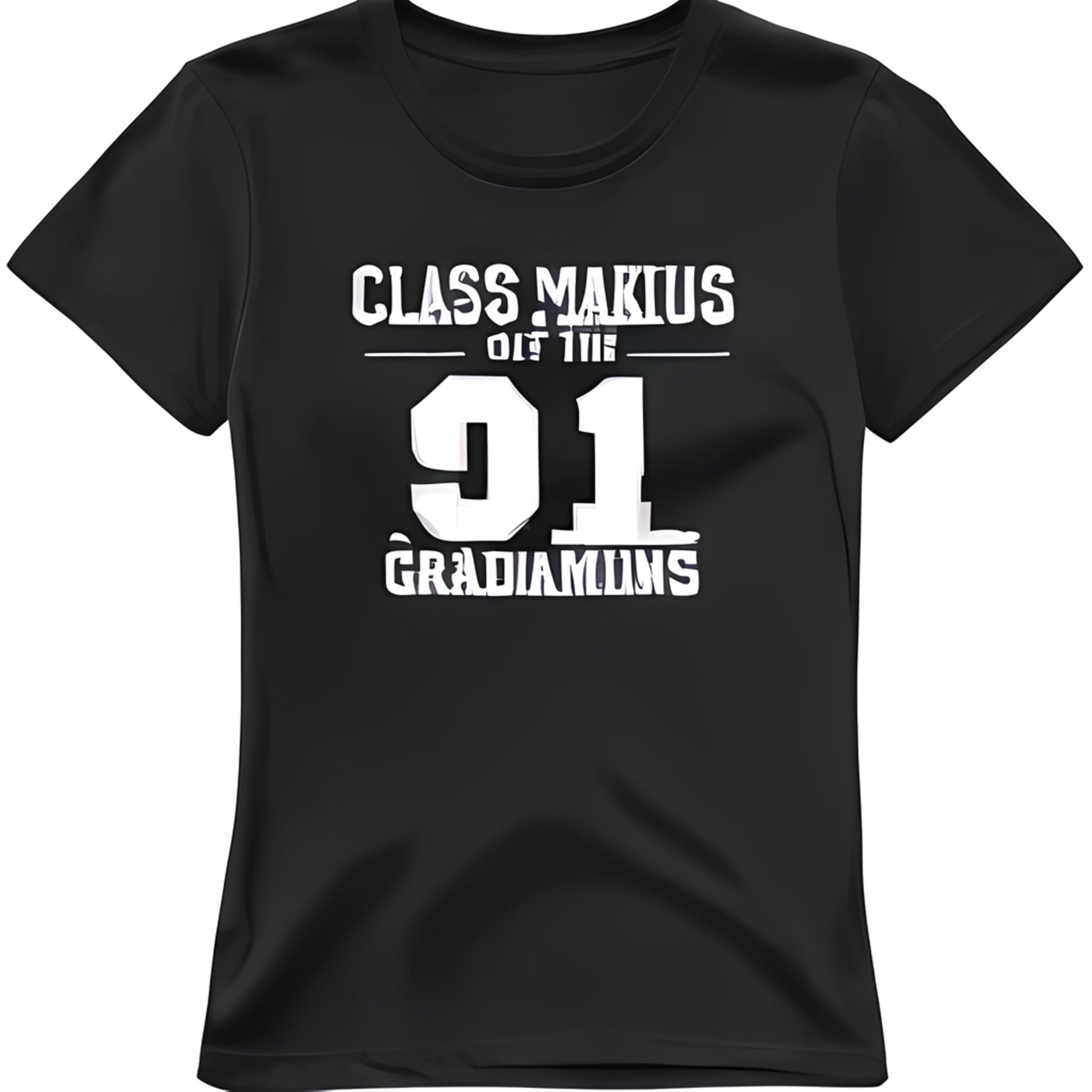 Black T-Shirt Mockup with 'GL_argv' Text & Graduation Details Vector ...