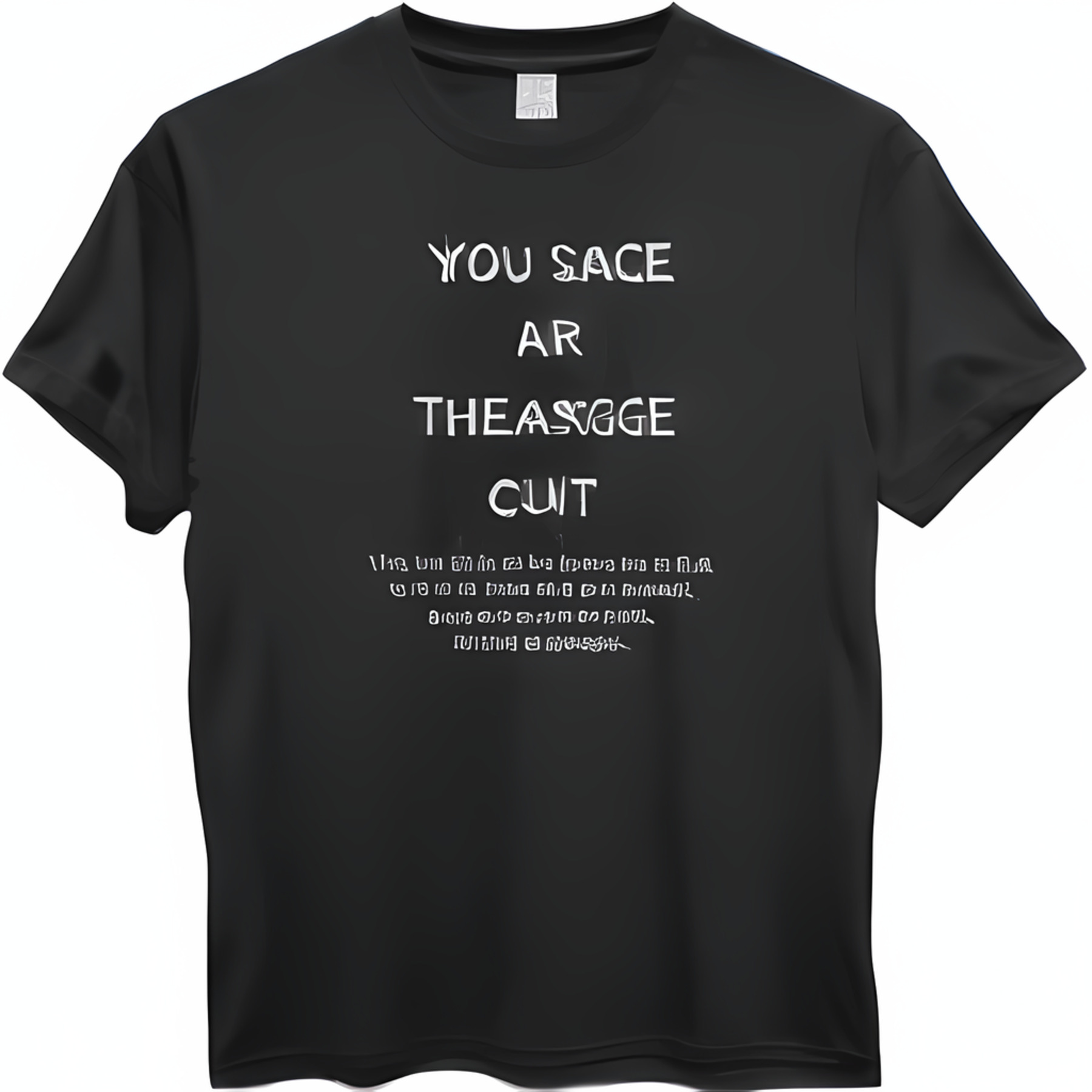 Black T-Shirt Mockup with Unique Random Word Text Design YOU THEseysge ...
