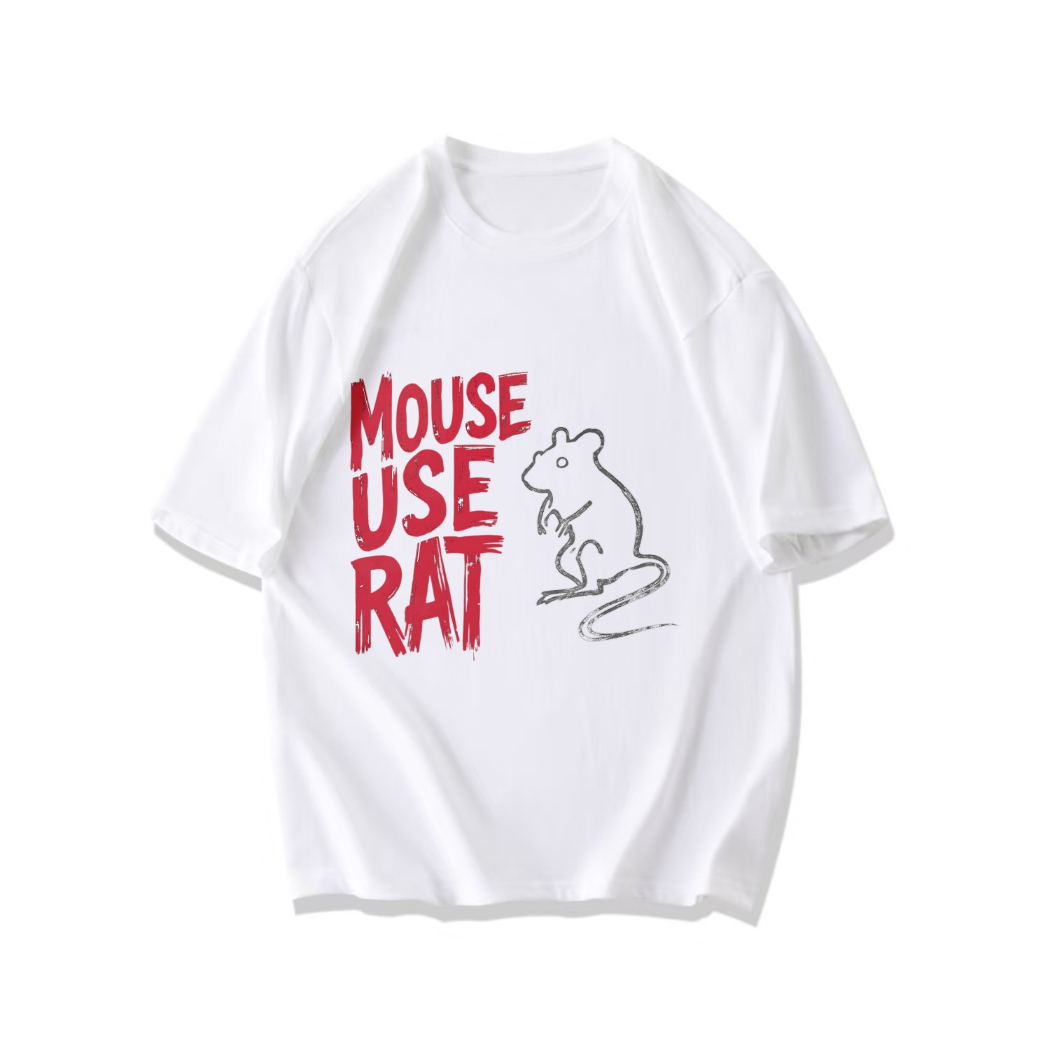 Black T Shirt Mouse Use Rat Graphic Print Casual Wear For Men And Women ...