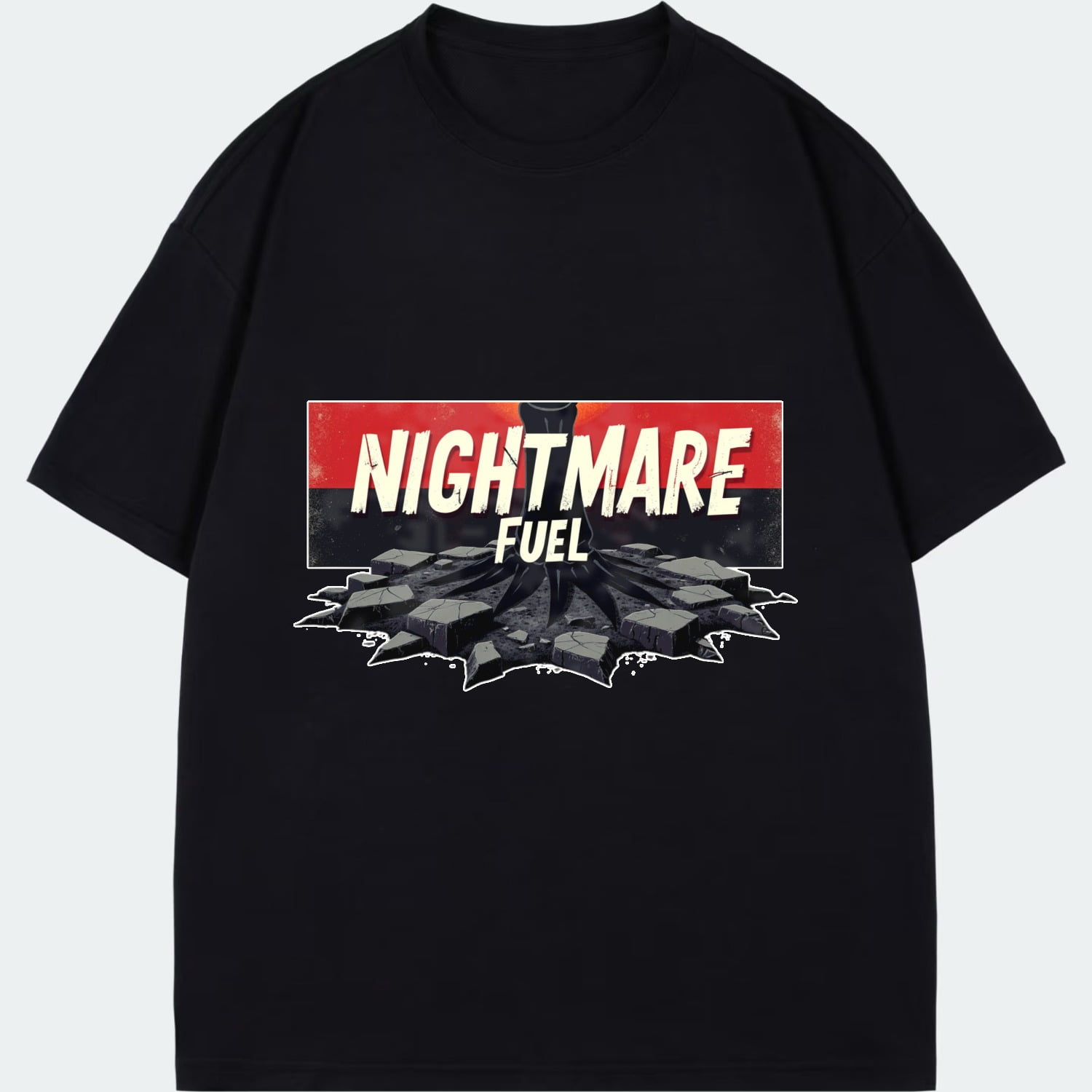 Black T Shirt Nightmare Fuel Graphic Print Casual Wear For Men And ...