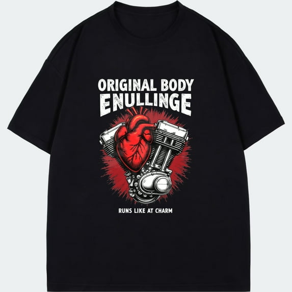 Black T Shirt Original Body Ennullinge Heart And Engine Graphic Print ...