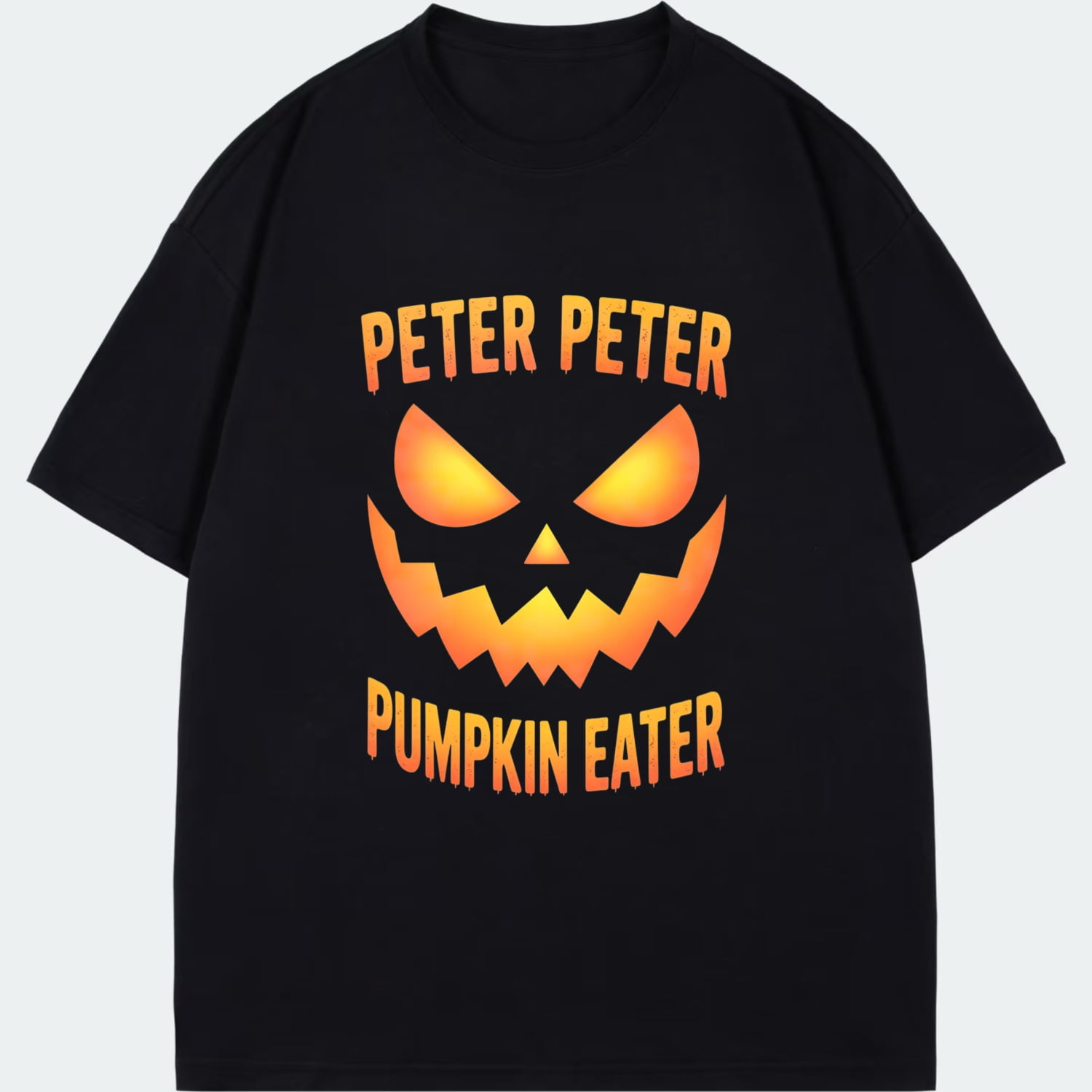 Black T Shirt Peter Peter Pumpkin Eater Halloween Jack O Lantern Design ...