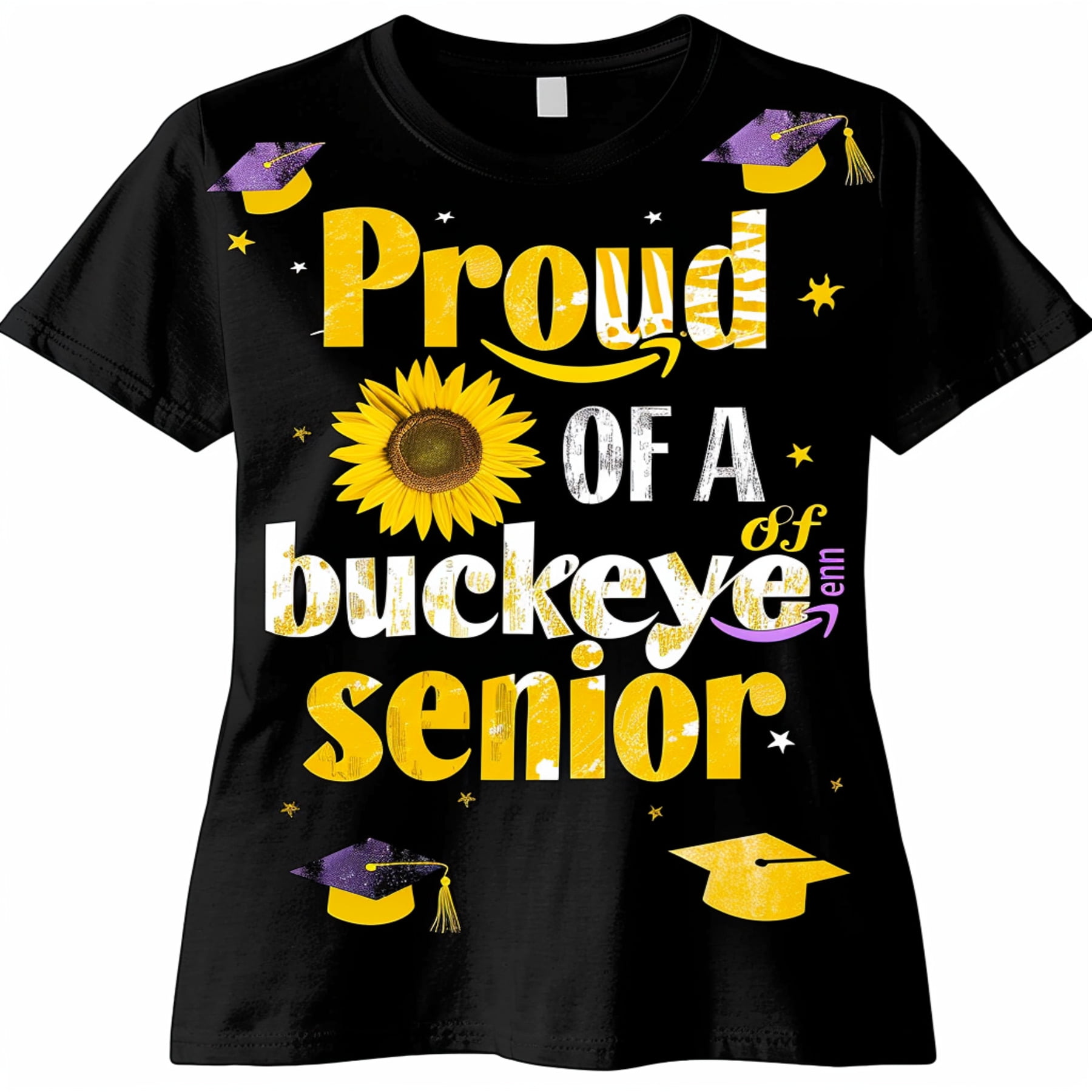 Black T Shirt: Proud Mom Of A Buckeye Senior 2024 Design with ...