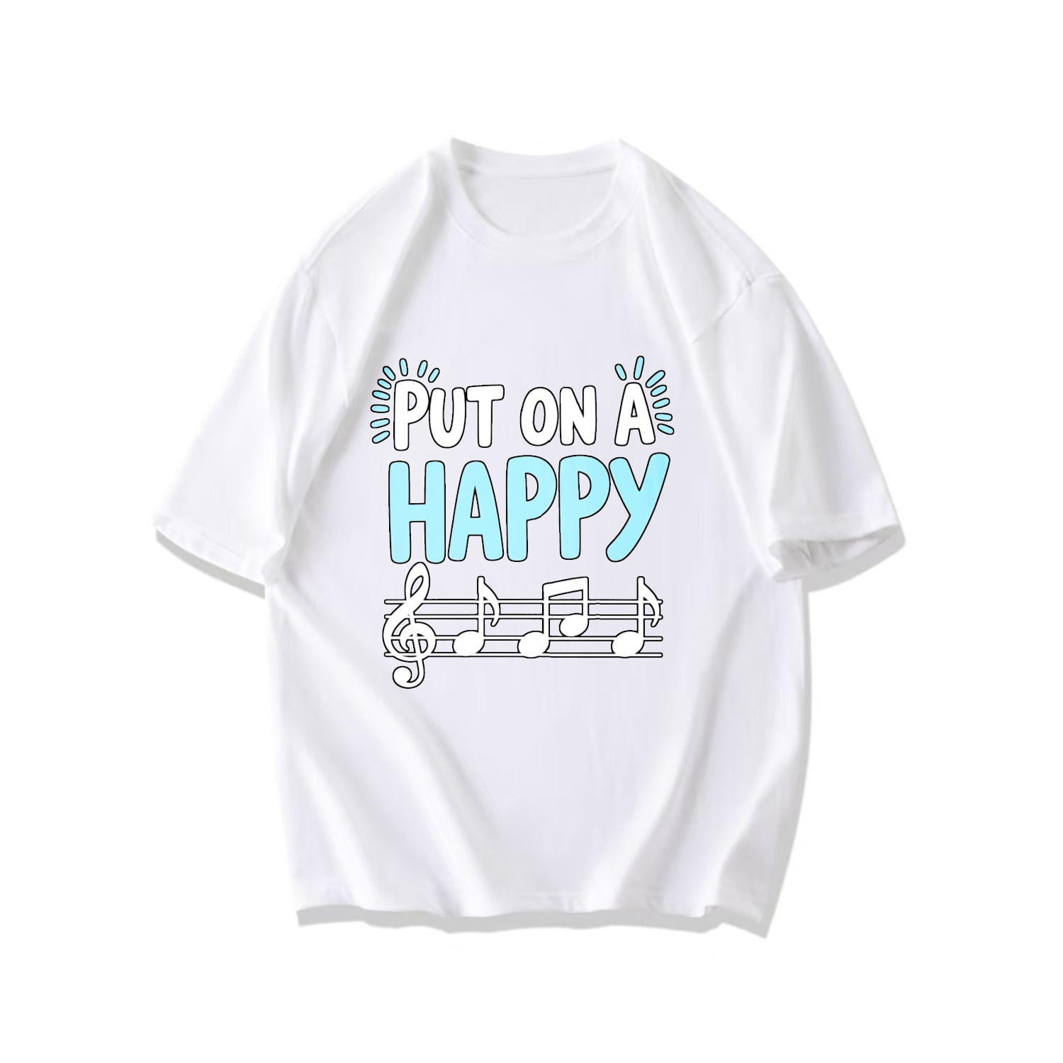 Black T-Shirt Put On A Happy Music Notes Design For Casual Wear And ...