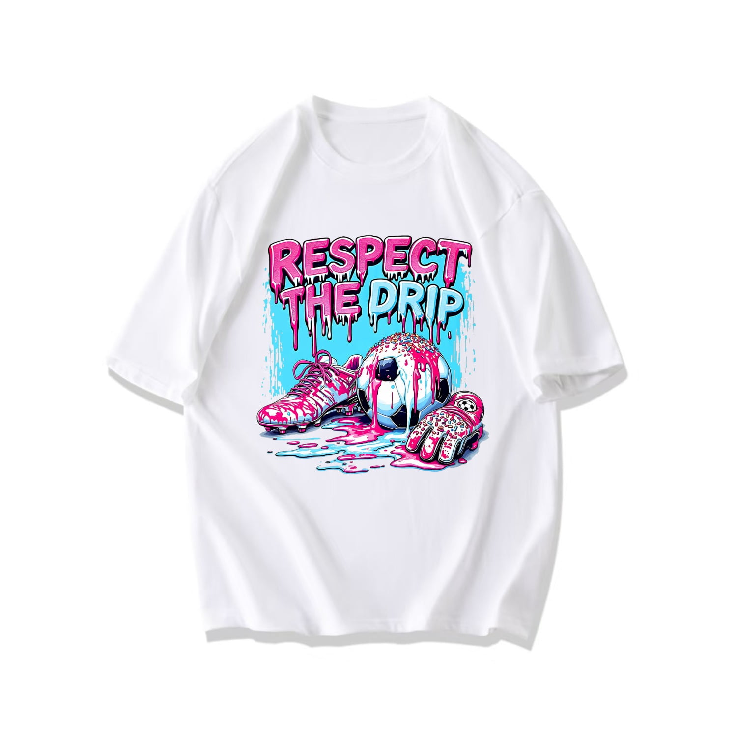 Black T Shirt Respect The Drip Soccer Ball And Sneakers Graffiti Print ...
