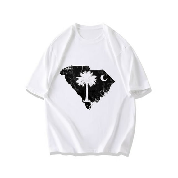 Black T Shirt South Carolina State Map Palm Tree And Crescent Moon ...