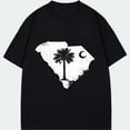 Black T Shirt South Carolina State Map Palm Tree And Crescent Moon ...