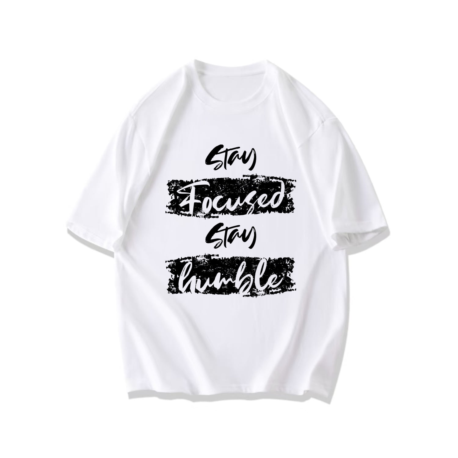 Black T Shirt Stay Focused Stay Humble Print Design For Casual Wear And ...