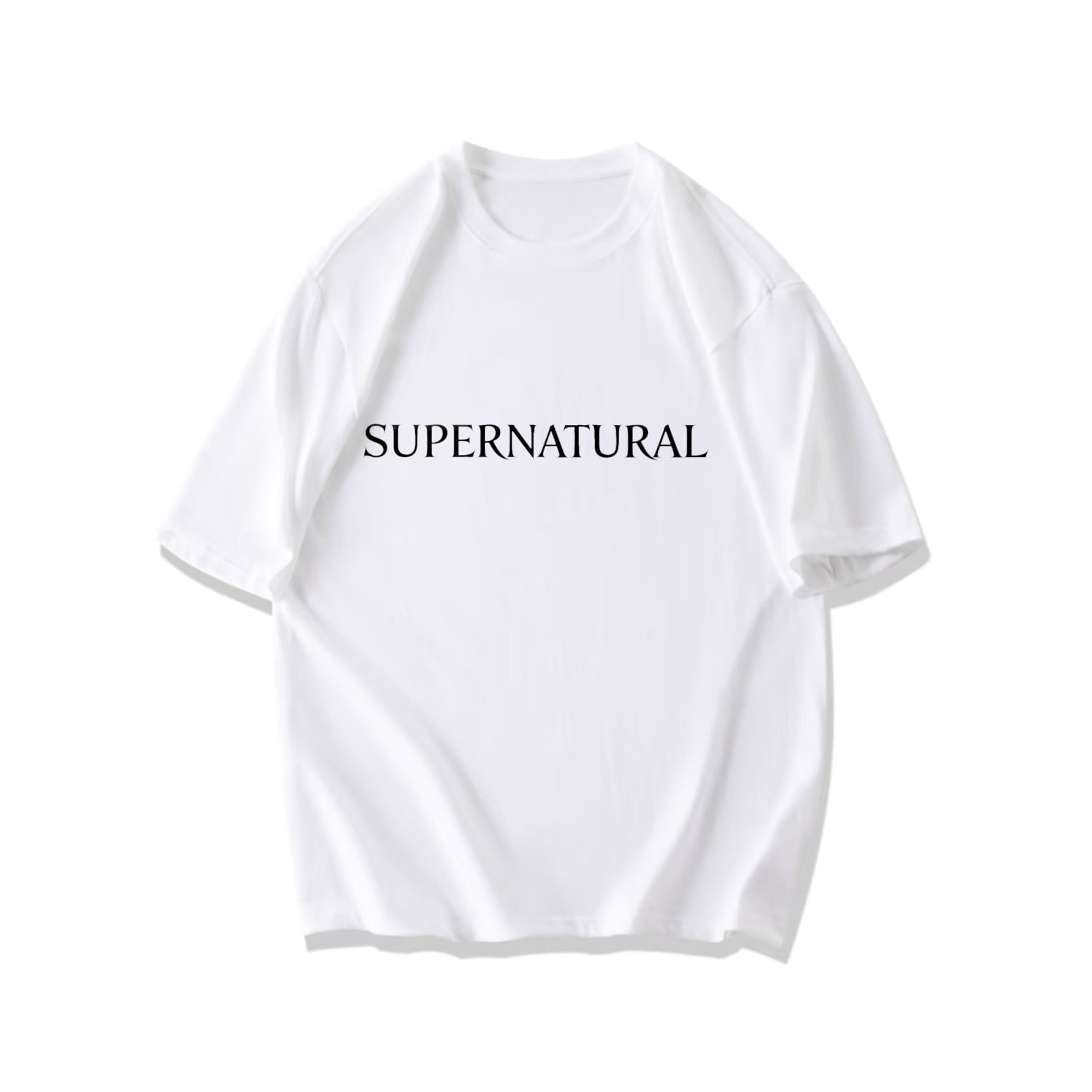 Black T Shirt Supernatural Text Print Casual Wear For Men And Women ...