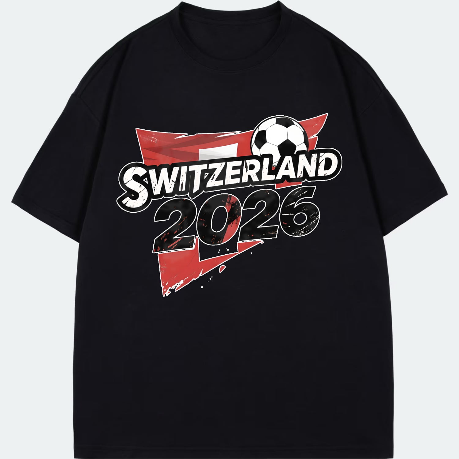 Black T Shirt Switzerland 2026 Football Soccer Flag Design For Sports ...