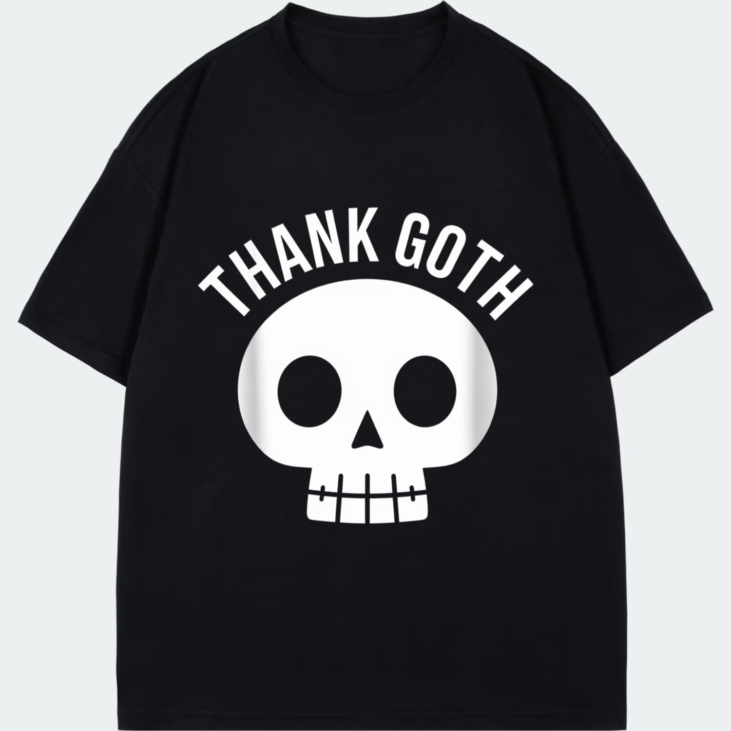 Black T Shirt Thank Goth Skull Print For Casual Wear And Gothic Style ...