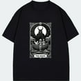 Black T-Shirt The Moon Tarot Card Design With Bull And Boat Pattern For ...