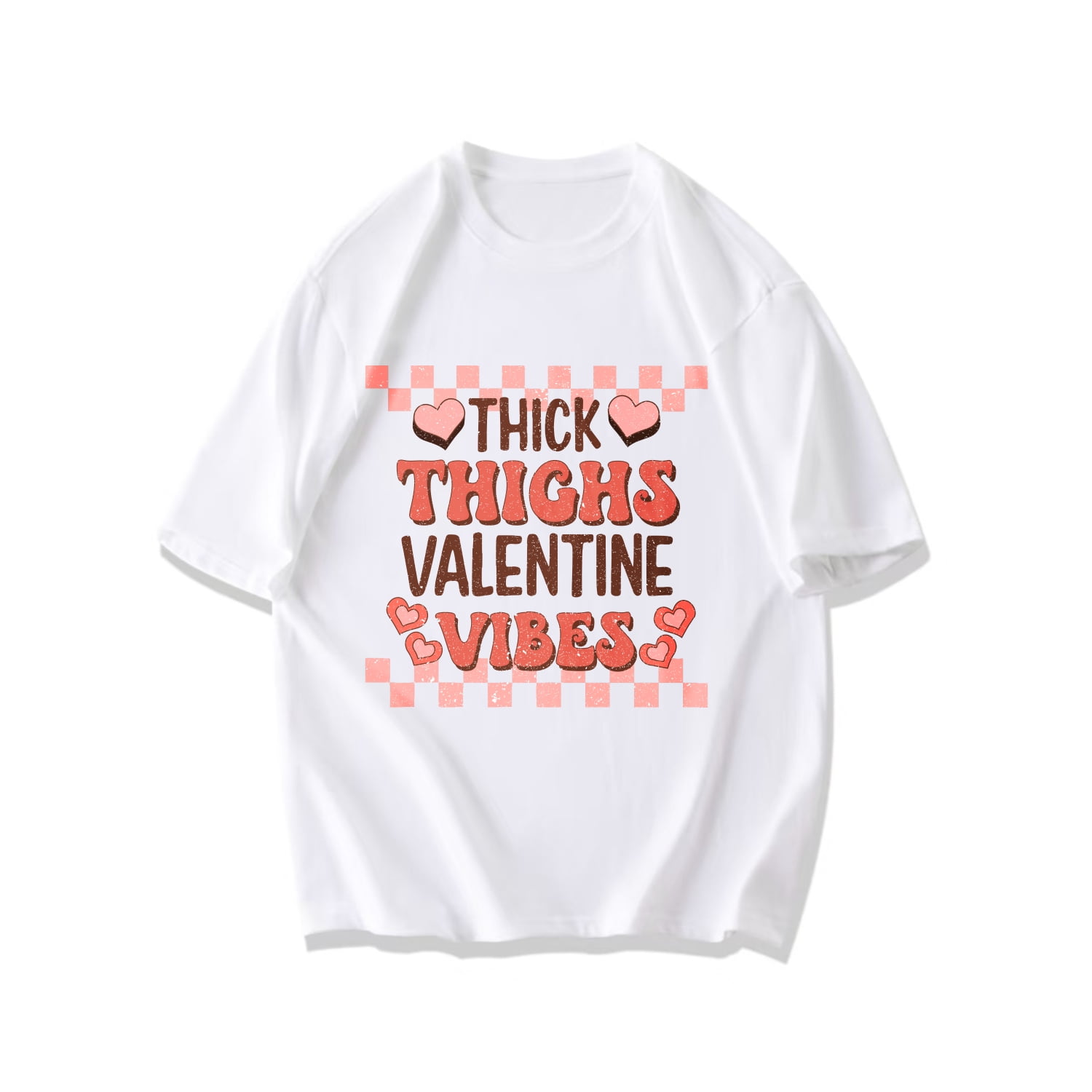 Black T Shirt Valentine Vibes Pink Hearts And Checkerboard Pattern For ...