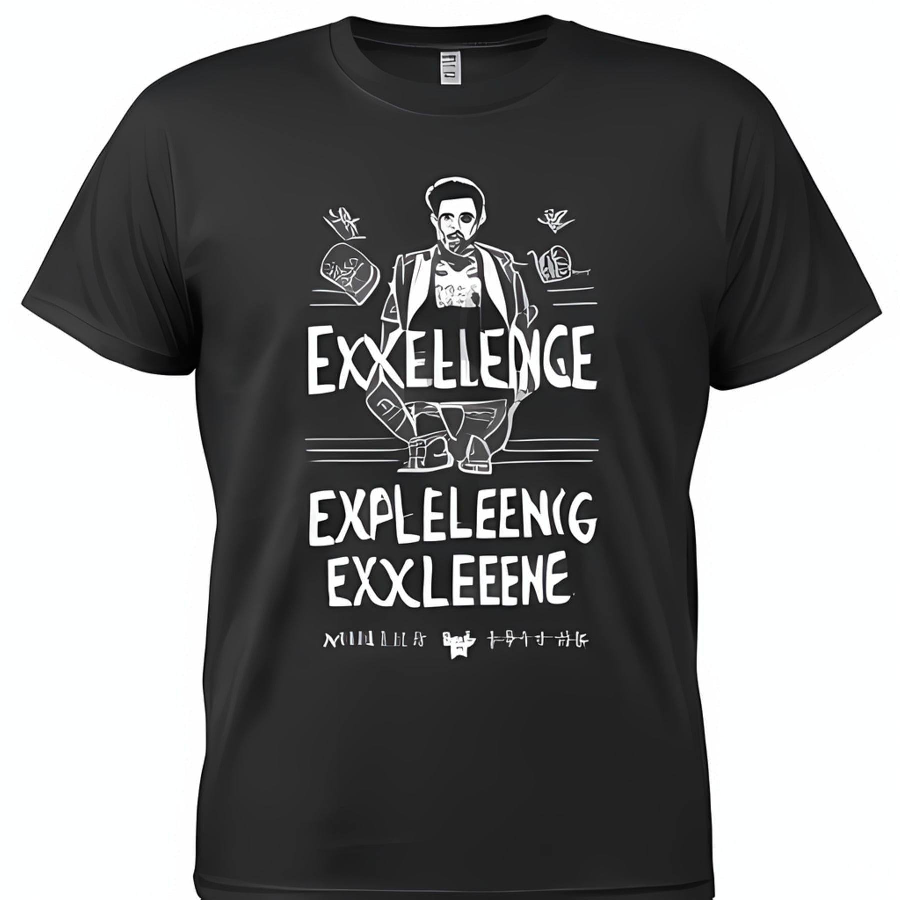 Black T-Shirt Vector with 'Diamond' Text and Muscular Barista Outline ...