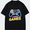 Black T Shirt Video Game Controller Neon Design For Gaming Enthusiasts ...