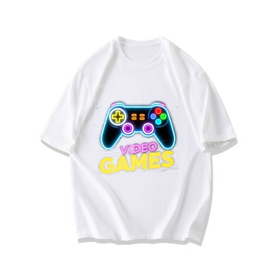 Black T Shirt Video Game Controller Neon Design For Gaming Enthusiasts ...