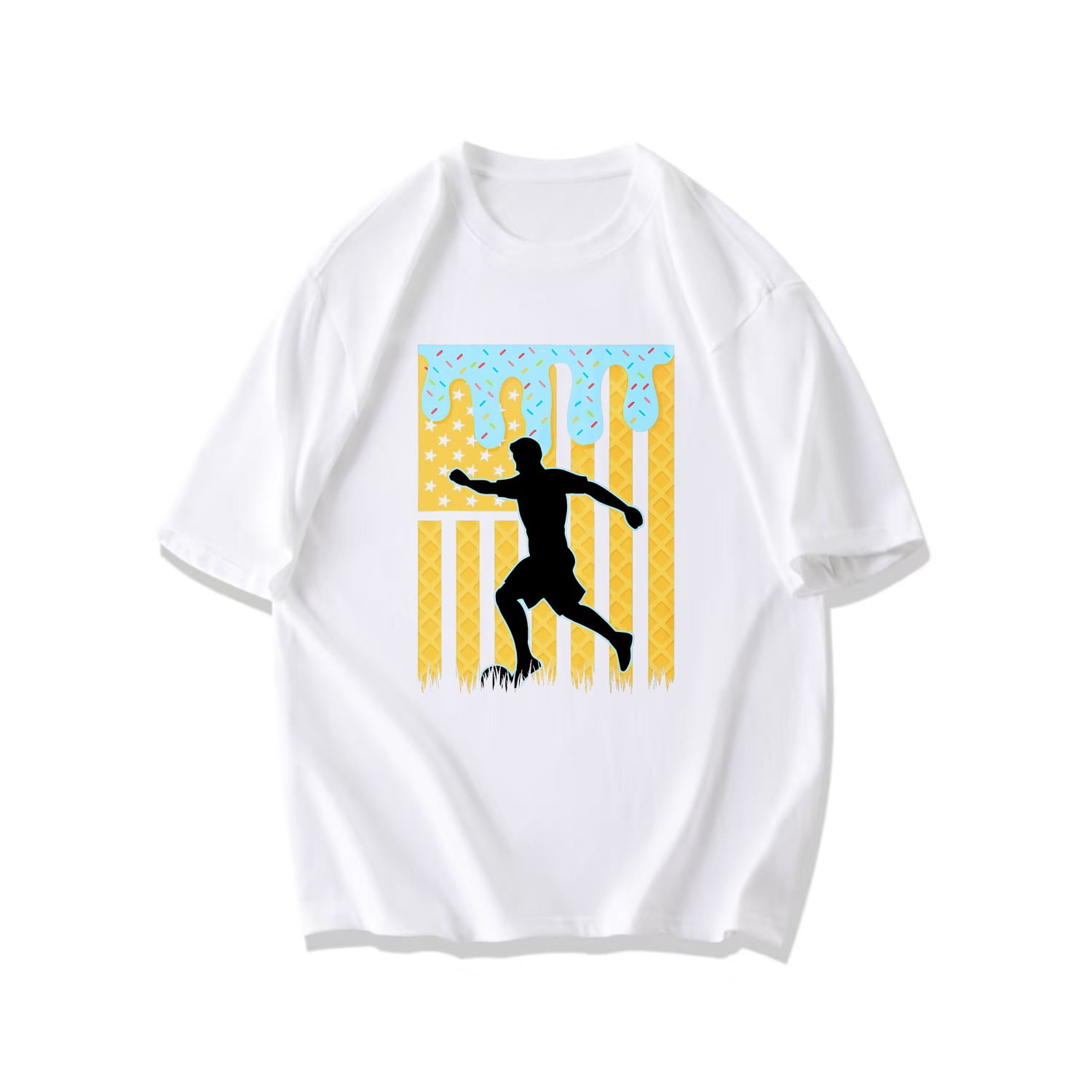 Black T Shirt With American Flag And Ice Cream Drip Design For Casual ...