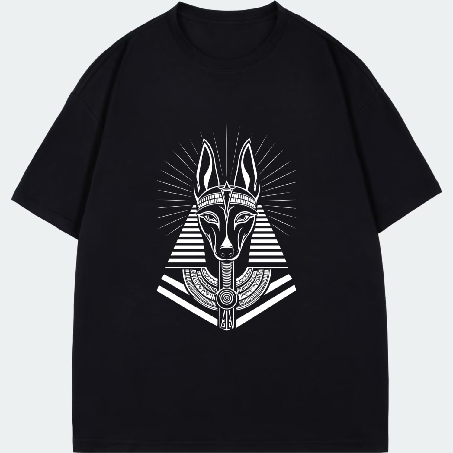Black T Shirt With Anubis Egyptian God Print For Casual Wear - Walmart.com