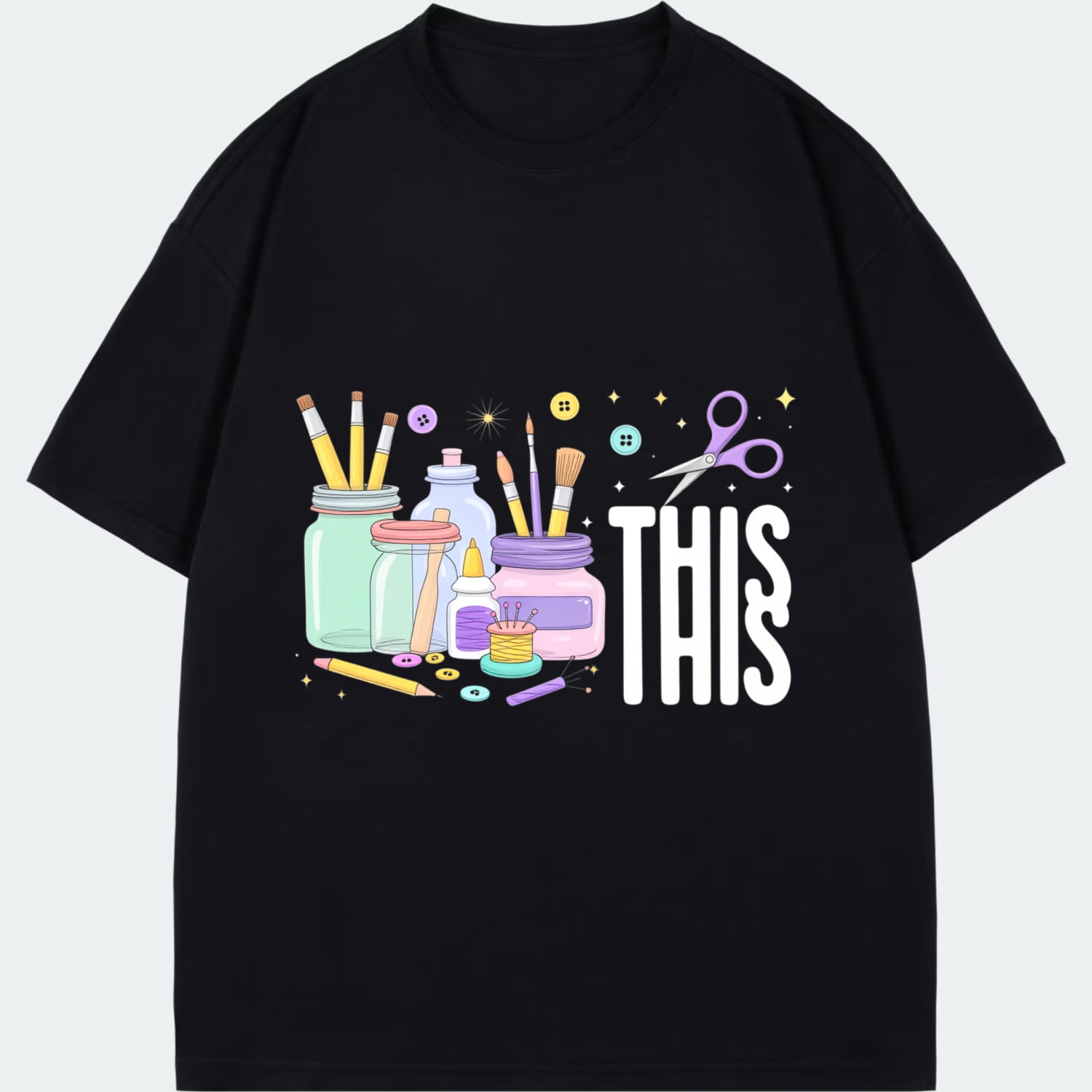 Black T Shirt With Art Supplies And This Text Design For Creative ...