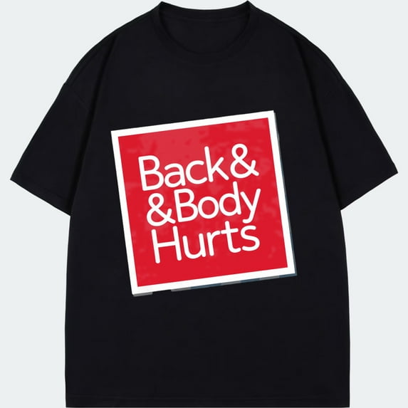 Black T Shirt With Back And Body Hurts Print For Casual Wear - Walmart.com