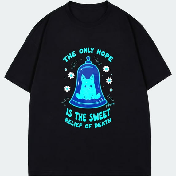 Black T Shirt With Blue Bell And Cat Print The Only Hope Is The Sweet ...