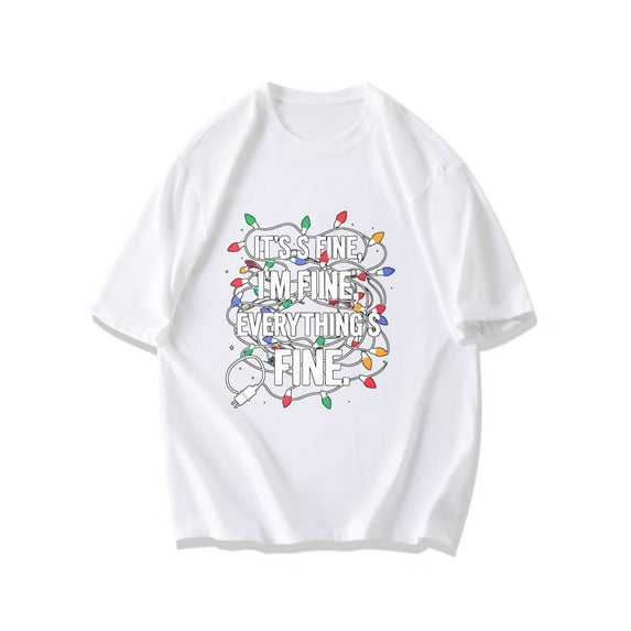 Black T Shirt With Christmas Lights And Its Fine Im Fine Everythings ...