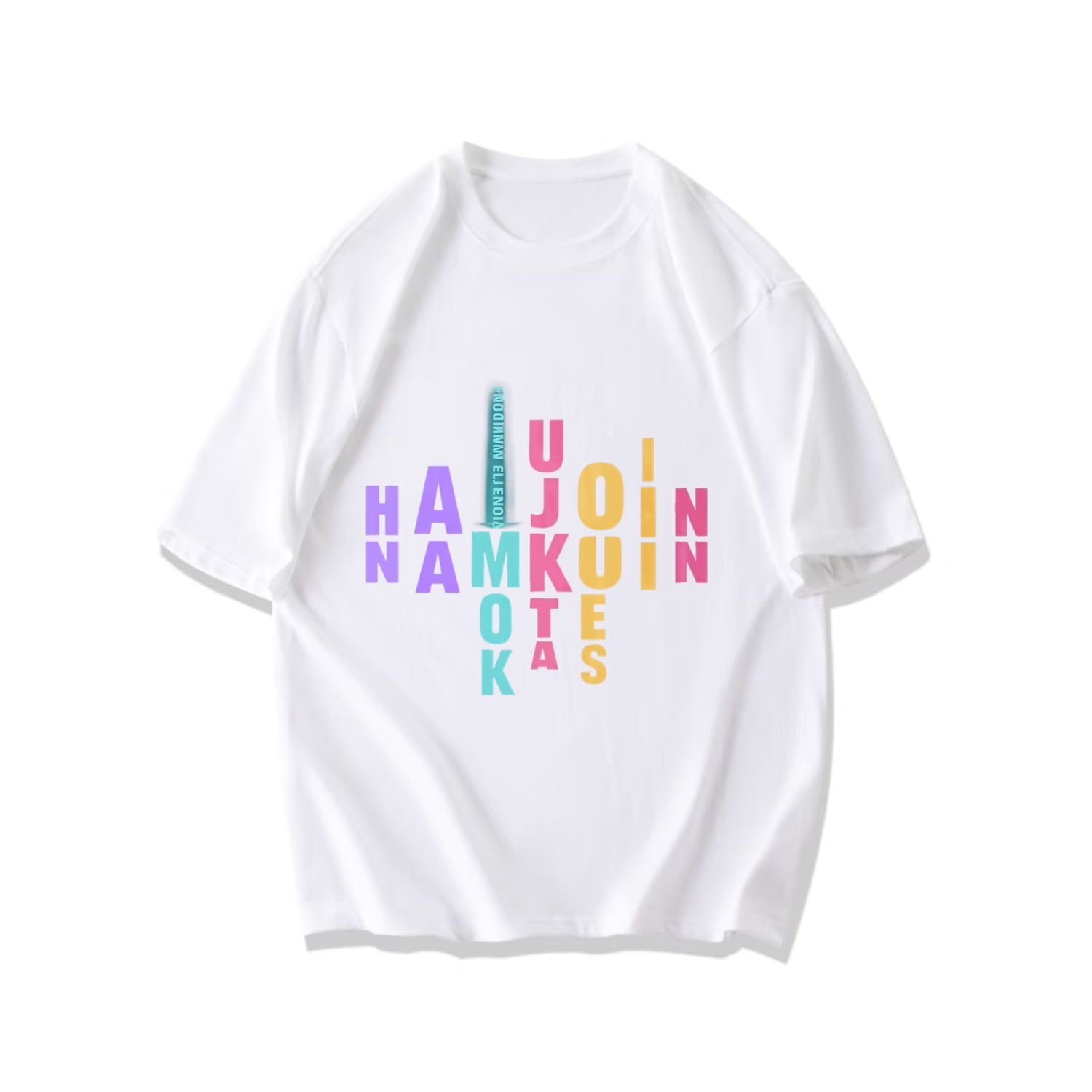 Black T-Shirt With Colorful Text Design Featuring HANAMOKUJOINOTES And ...