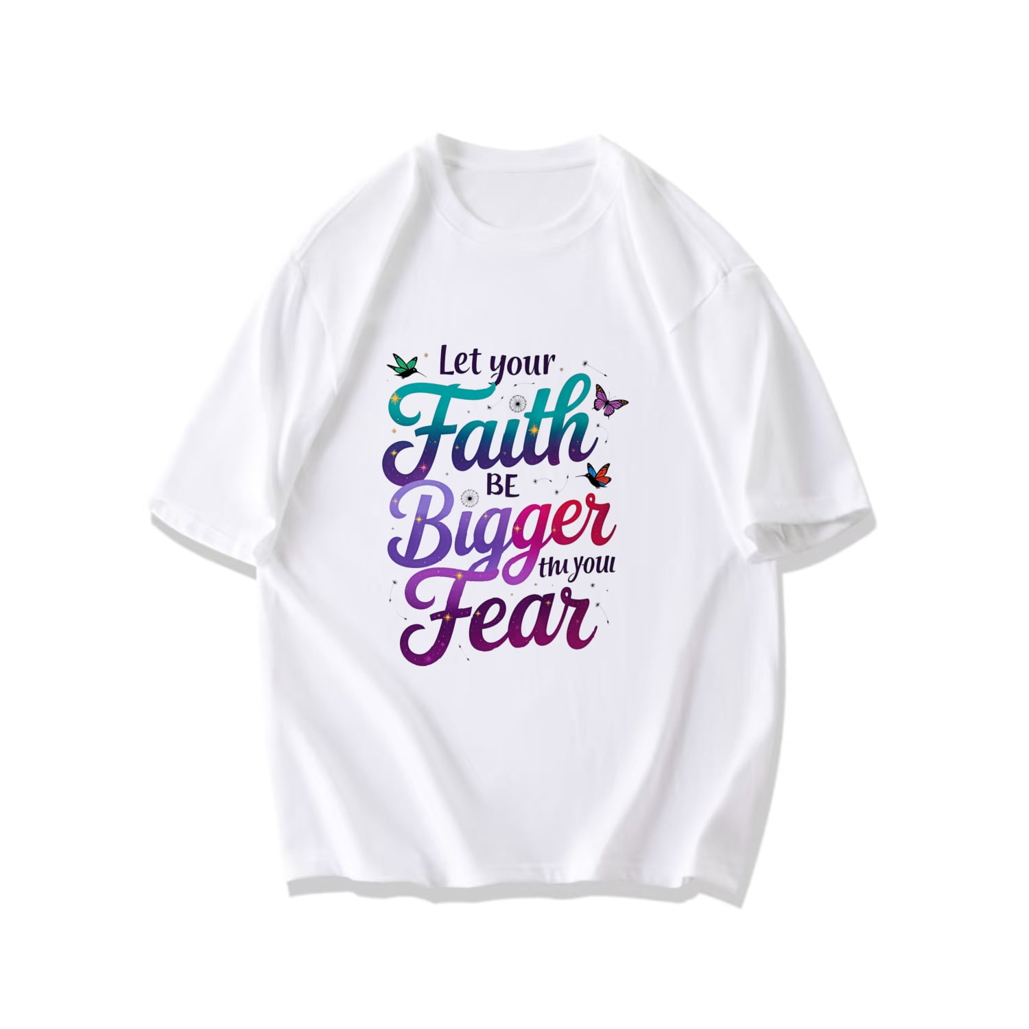 Black T Shirt With Faith Bigger Than Fear Inspirational Quote And ...