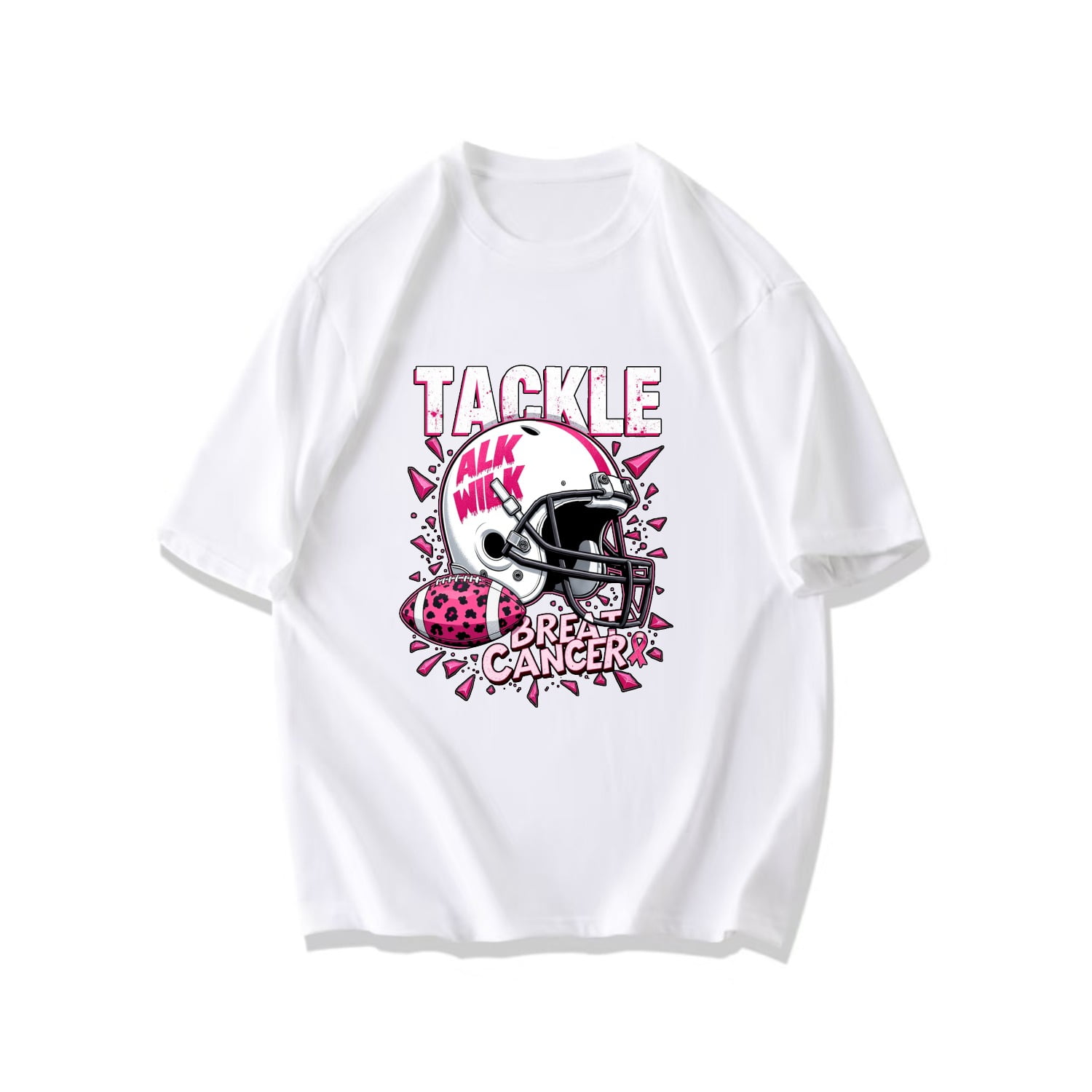 Black T Shirt With Football Helmet And Pink Ribbon Design Tackle Breast ...