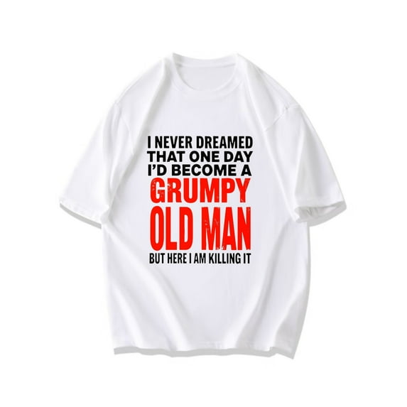 Black T Shirt With Grumpy Old Man Slogan Print For Casual Wear And ...