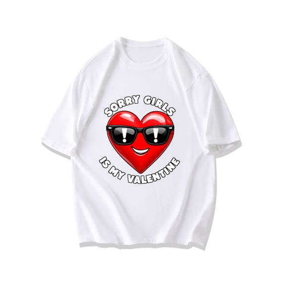 Black T Shirt With Heart Emoji And Text Sorry Girls Is My Valentine For ...