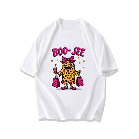 Black T Shirt With Leopard Character Holding Shopping Bags And Drink ...