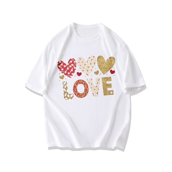 Black T Shirt With Love Hearts And Leopard Print Design For Valentine S ...