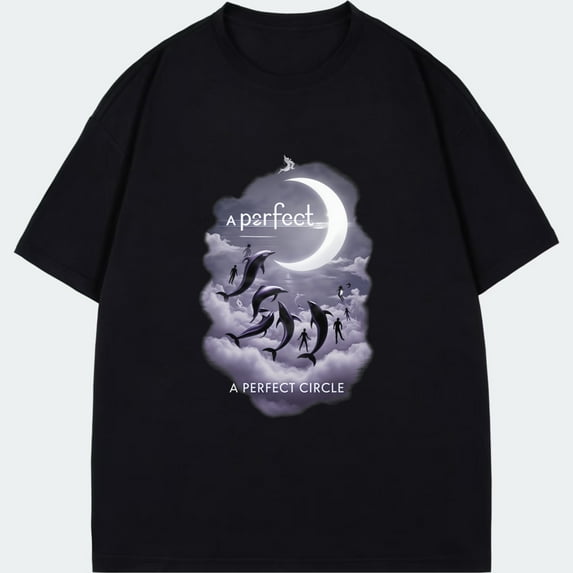 Black T Shirt With Moon And Dolphins Print A Perfect Circle Band Logo ...