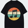 Black T Shirt With Music Note And Vintage Rainbow Circle Print For ...
