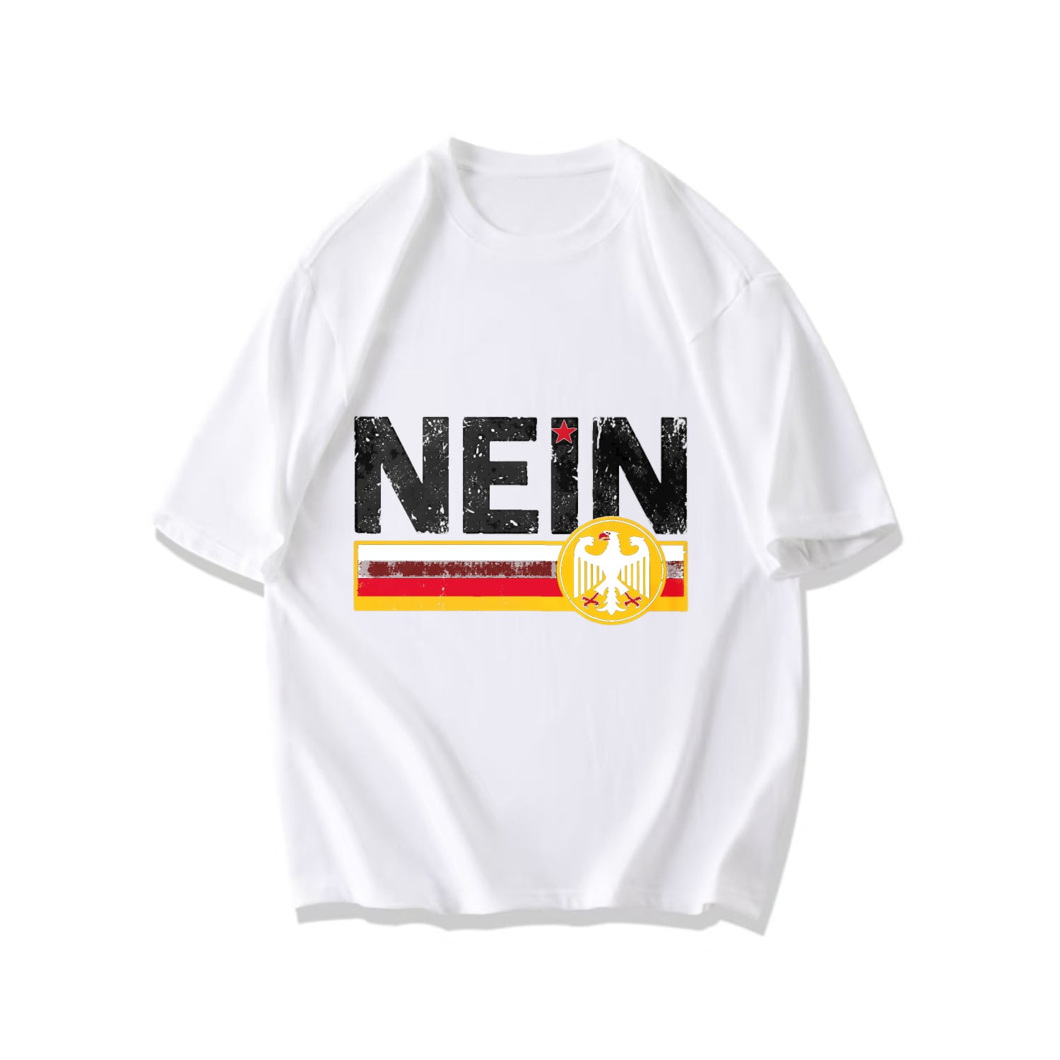 Black T Shirt With Nein Text And German Flag Eagle Emblem For Casual ...