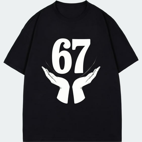 Black T Shirt With Number 67 And Hands Design For Casual Wear - Walmart.com