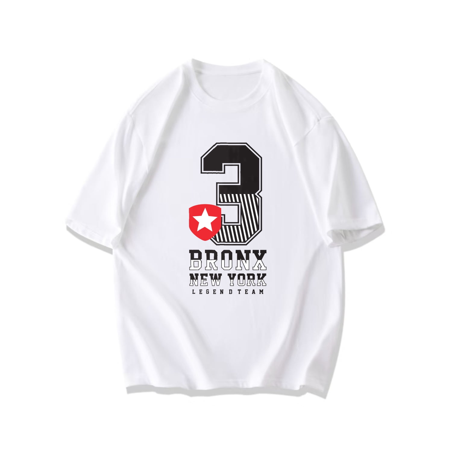 Black T Shirt With Number Three Bronx New York Legend Team Print For ...