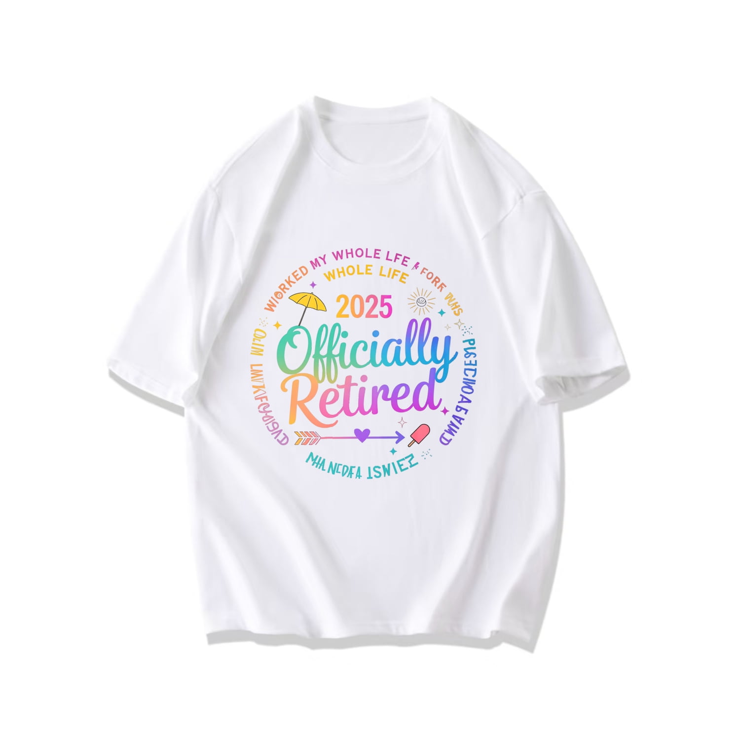 Black T Shirt With Officially Retired 2025 Rainbow Text AndRetirement ...
