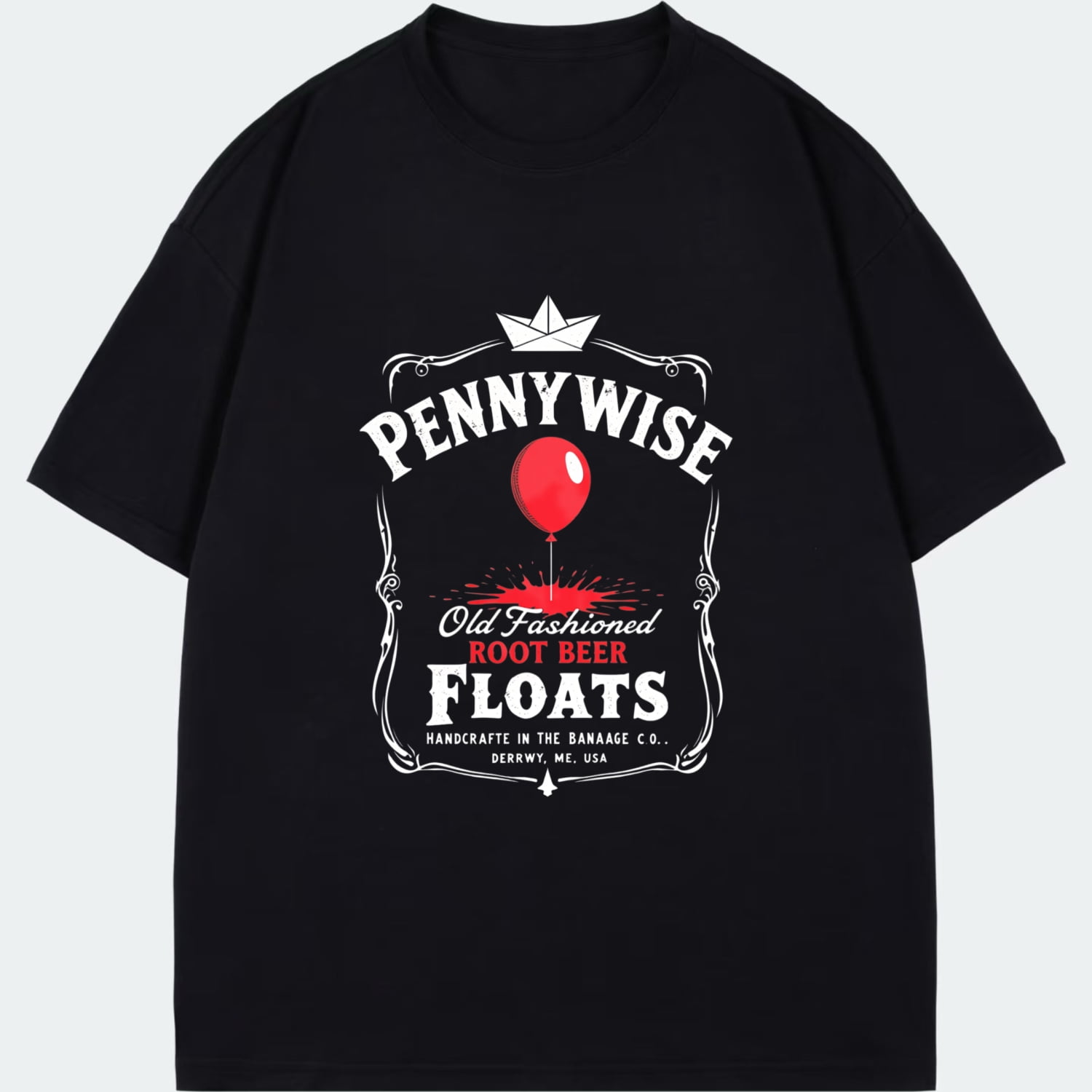 Black T-Shirt With Pennywise Old Fashioned Root Beer Floats Print For ...