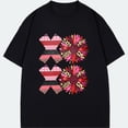 Black T Shirt With Pink And Red Leopard Print Floral Pattern For Casual ...