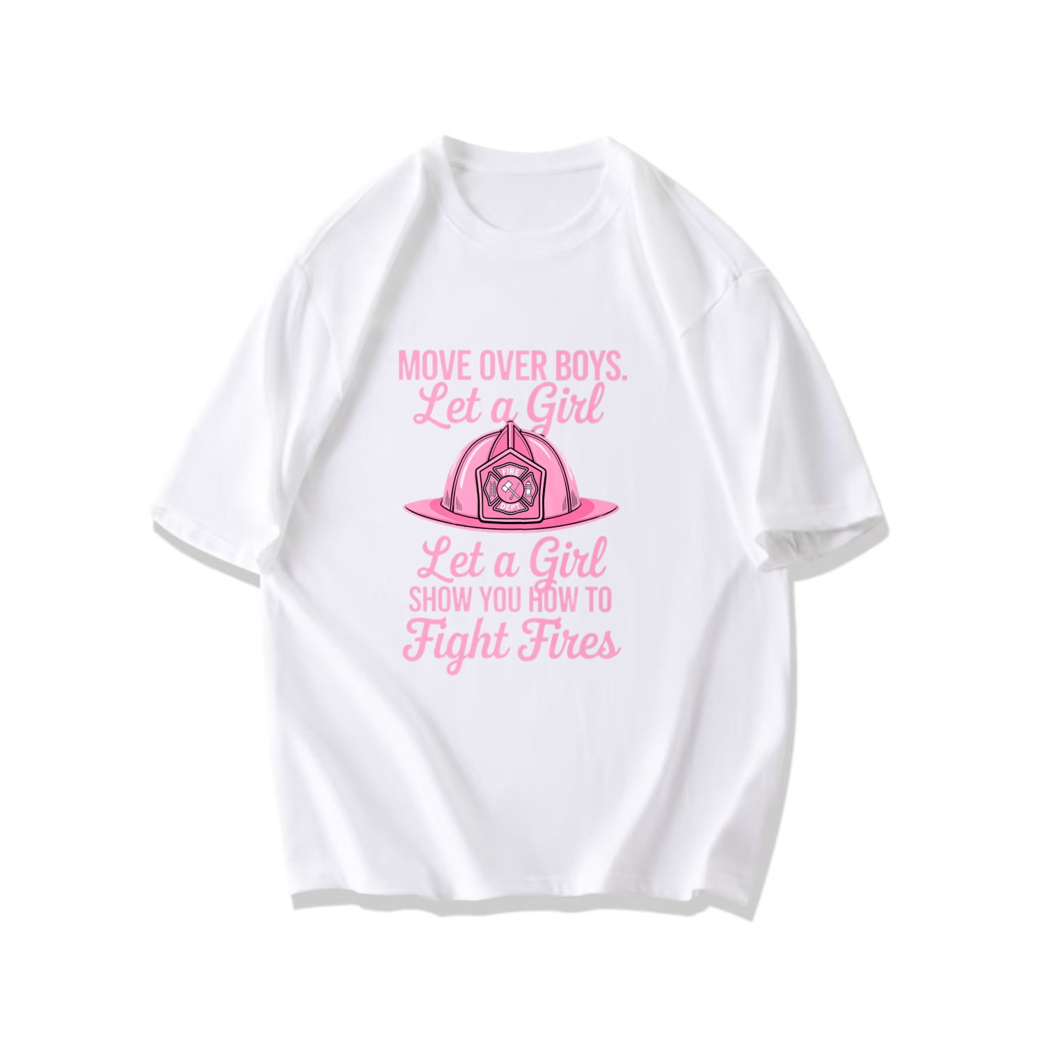 Black T Shirt With Pink Fire Helmet And Text Move Over Boys Let A Girl ...